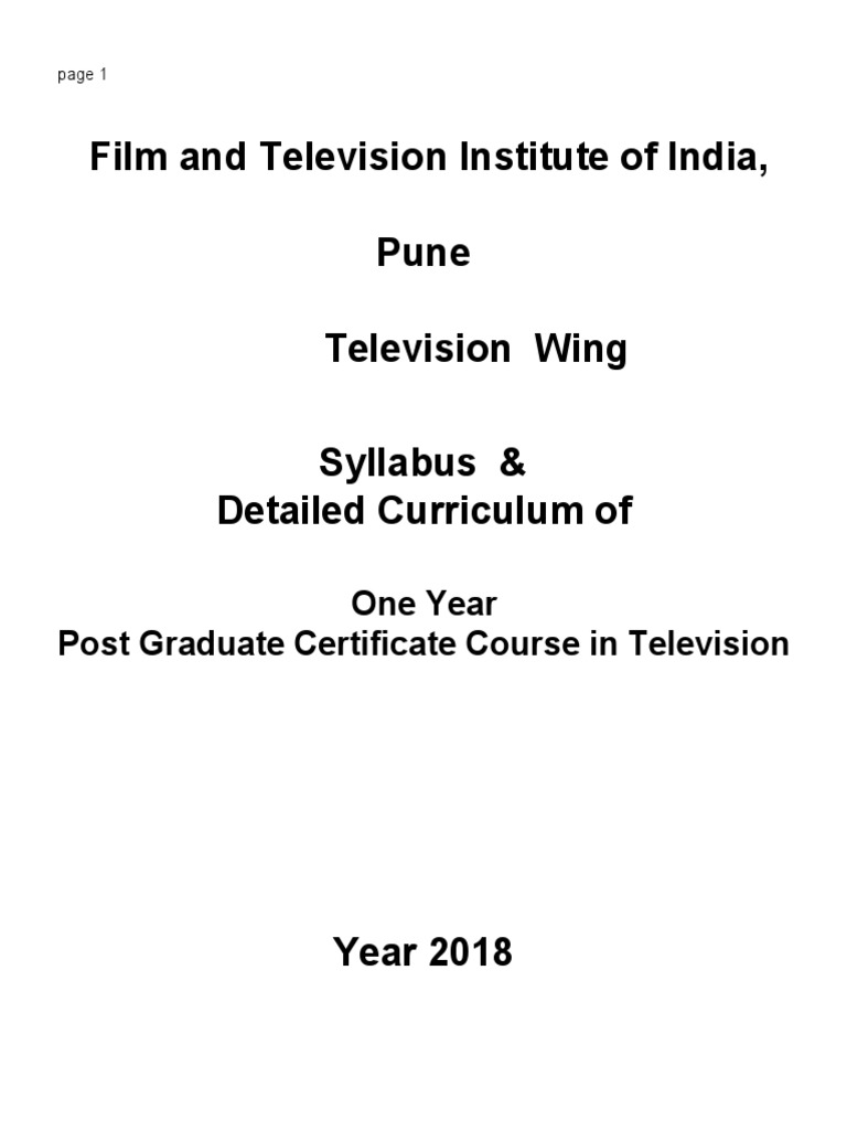 Film and Television Institute of India, Pune Television Wing Syllabus ...