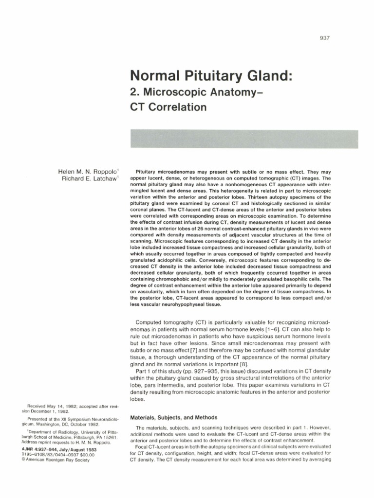 Normal Pituitary Gland:: 2. Microscopic Anatomy-CT Correlation | PDF ...