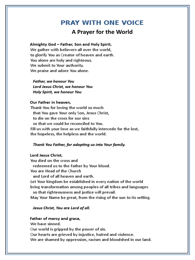 Prayer For The World | Download Free PDF | God The Father | Jesus