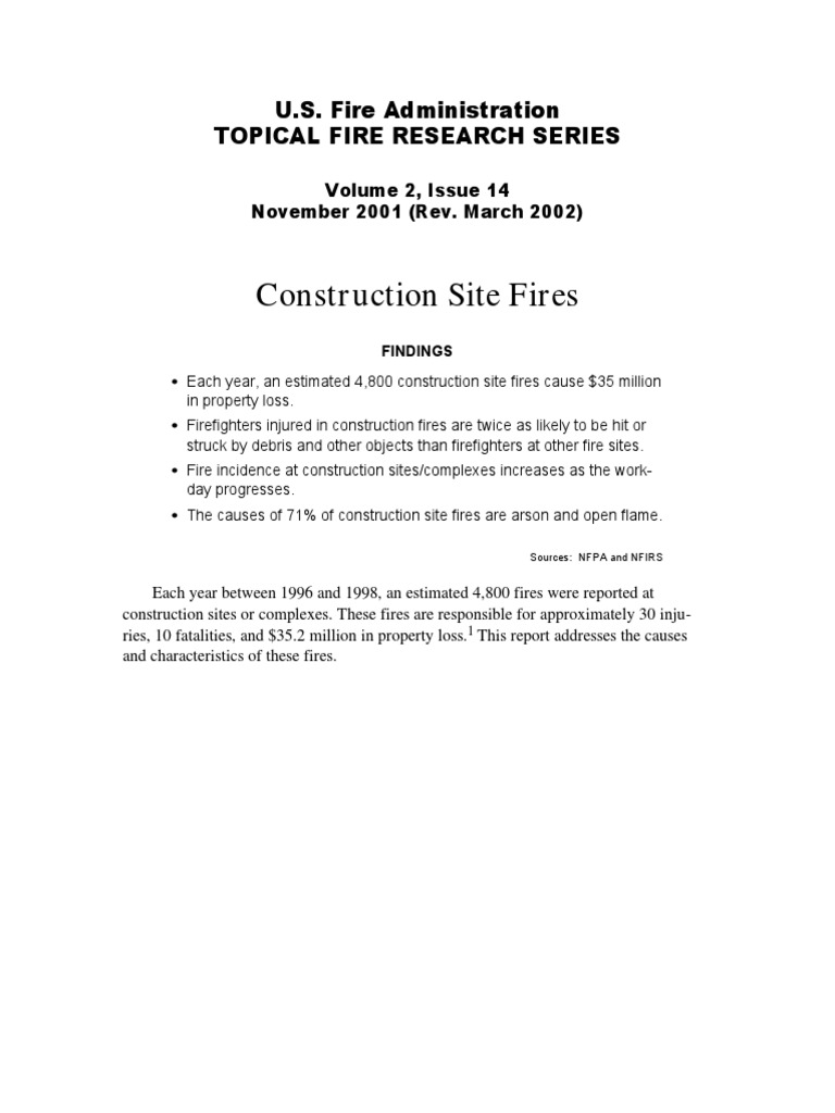 Construction Site Fires: Causes, Characteristics and Prevention | PDF ...