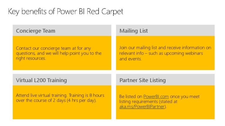 Power BI Red Carpet Key Benefits | PDF