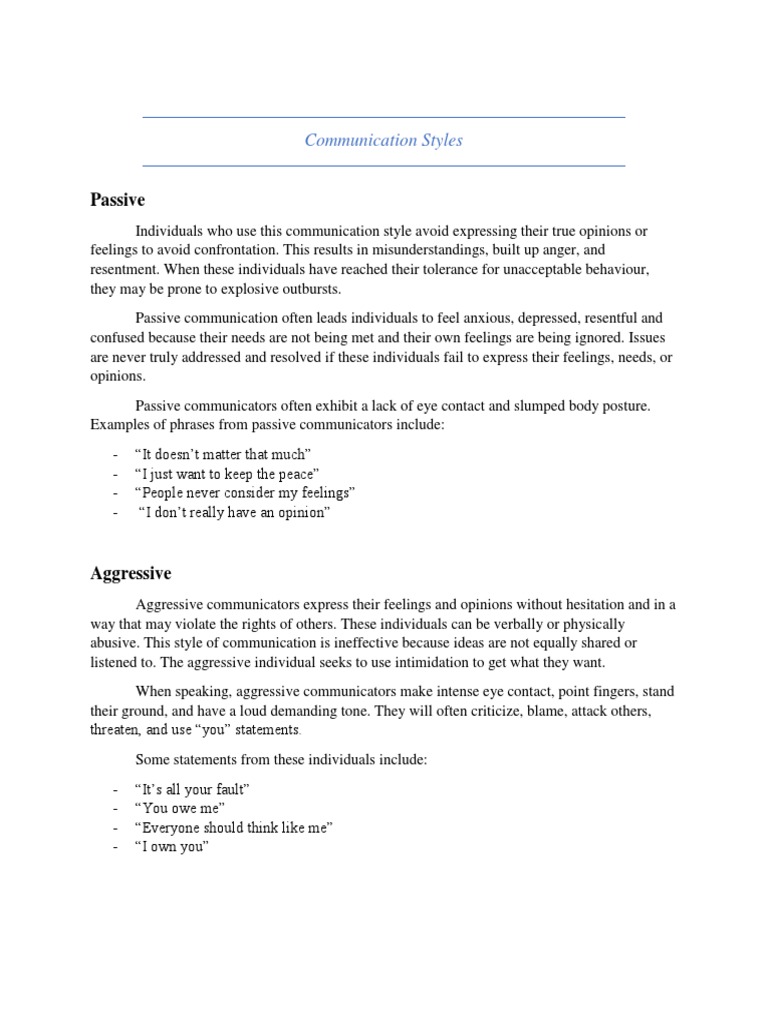 Communication Styles | PDF | Anger | Communication