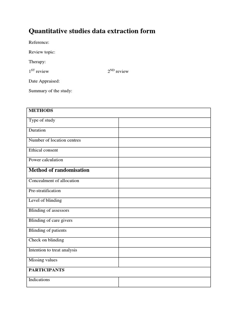 Quantitative Studies Data Extraction Form | PDF
