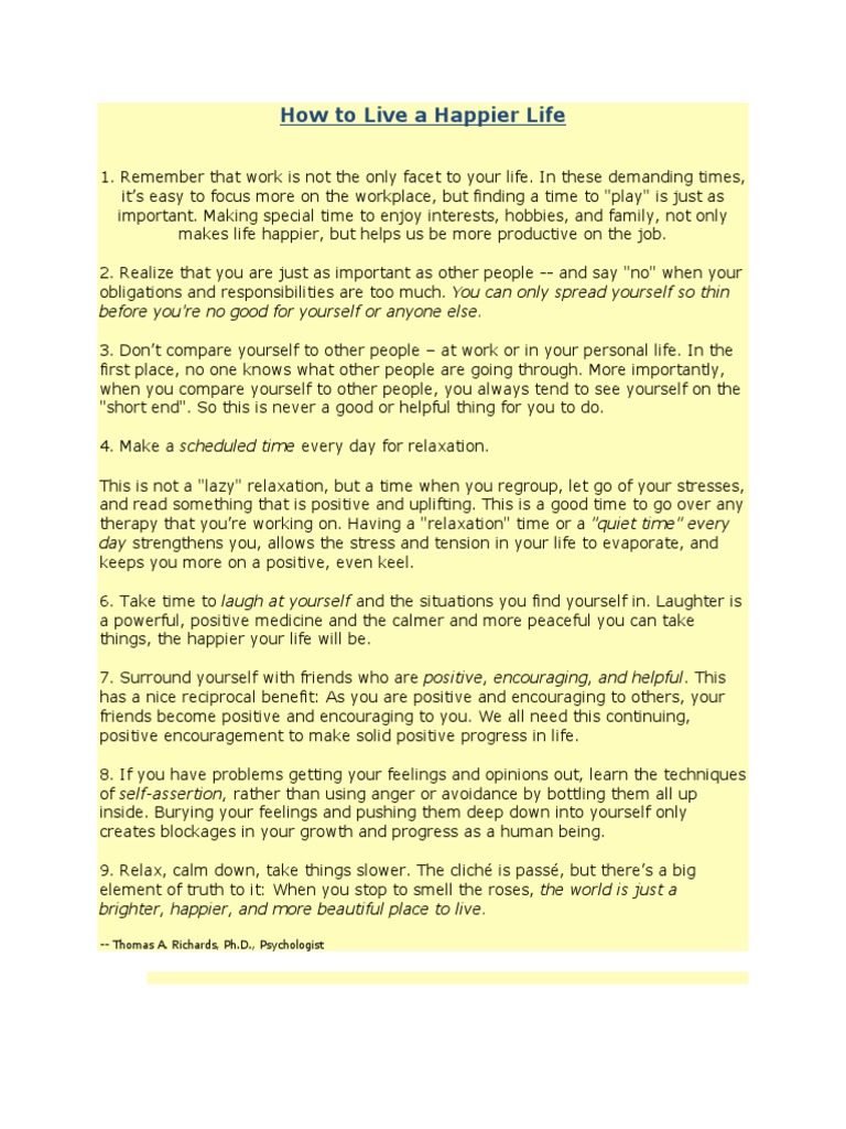 How To Live A Happier Life | PDF