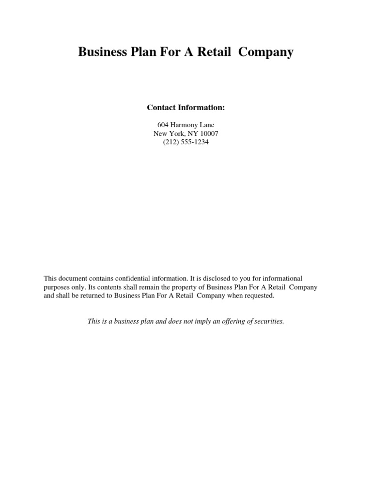 Business Plan Retail Company | PDF | Retail | Strategic Management