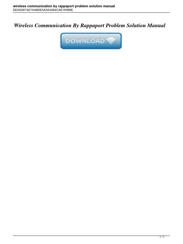 Wireless Communication by Rappaport Problem Solution Manual | PDF ...