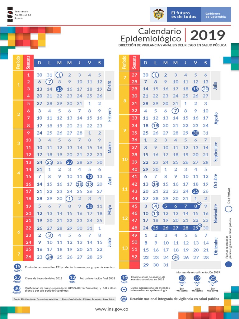 Calendario Epidemiologico 2019 Final-1 | PDF | Calendario