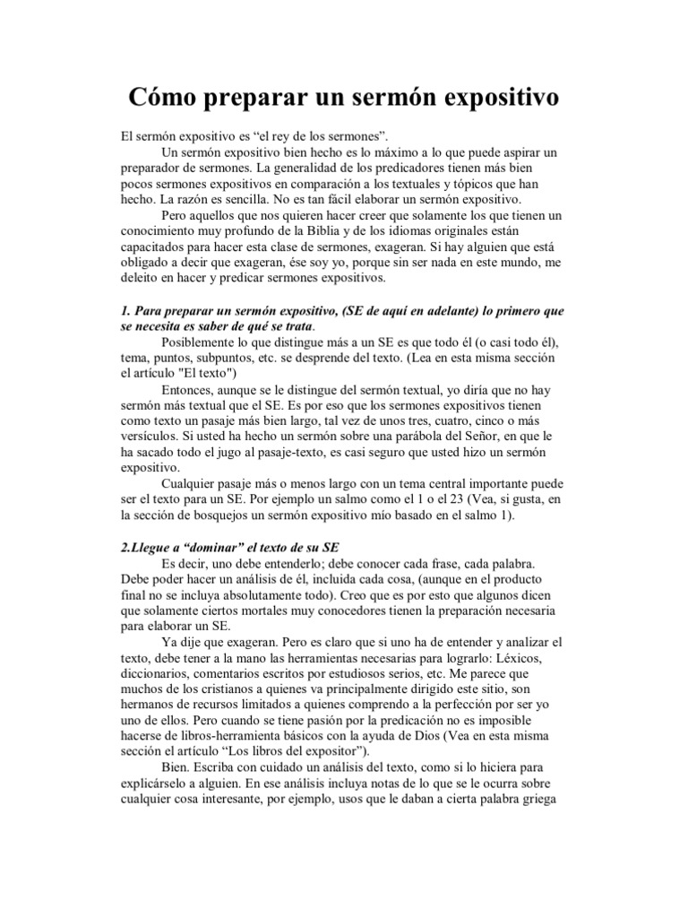 Cómo Preparar Un Sermón Expositivo | PDF | Sermón | Salmos