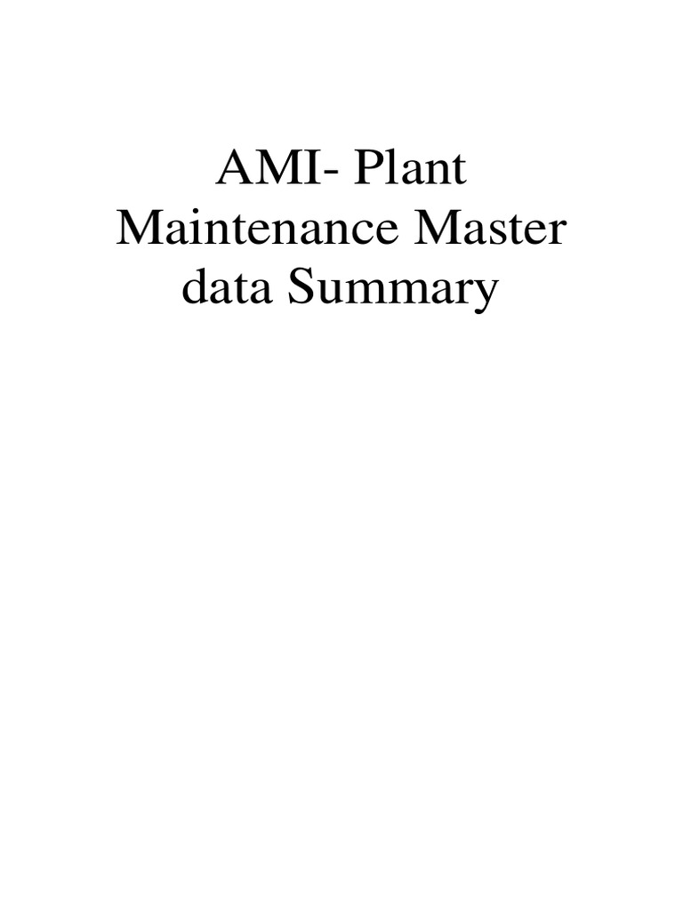 Plant Maintenance Data Overview | PDF