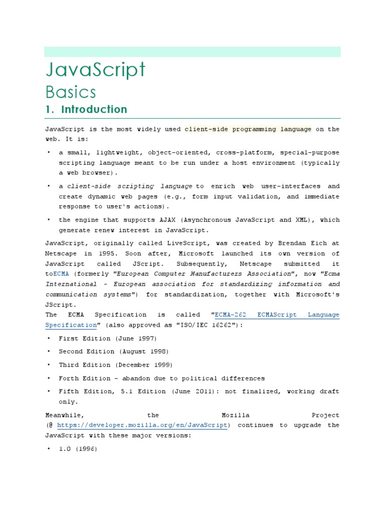 Java Script Pdf Java Script Html Element