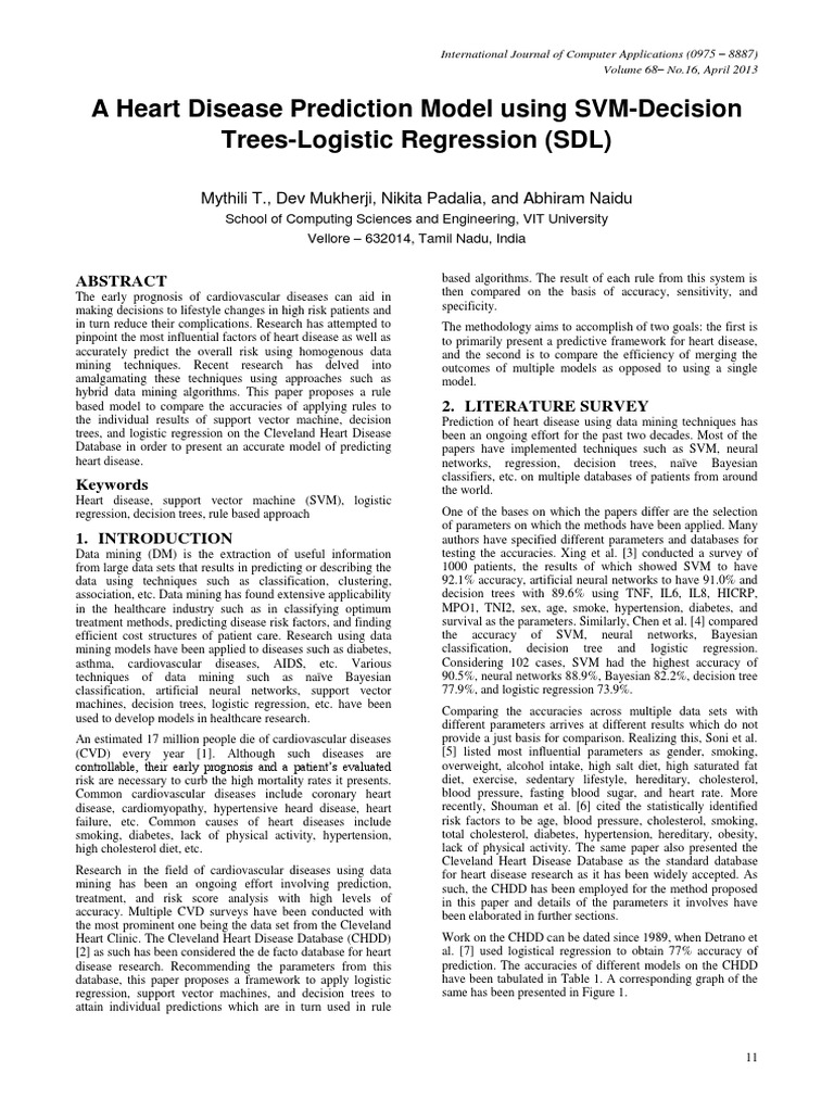 A Heart Disease Prediction Model Using Svm Decision Trees Logistic Regression Sdl Pdf