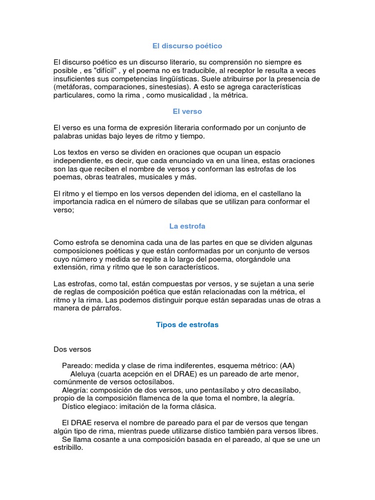 El Discurso Poético | PDF | Metro (poesía) | Fonética
