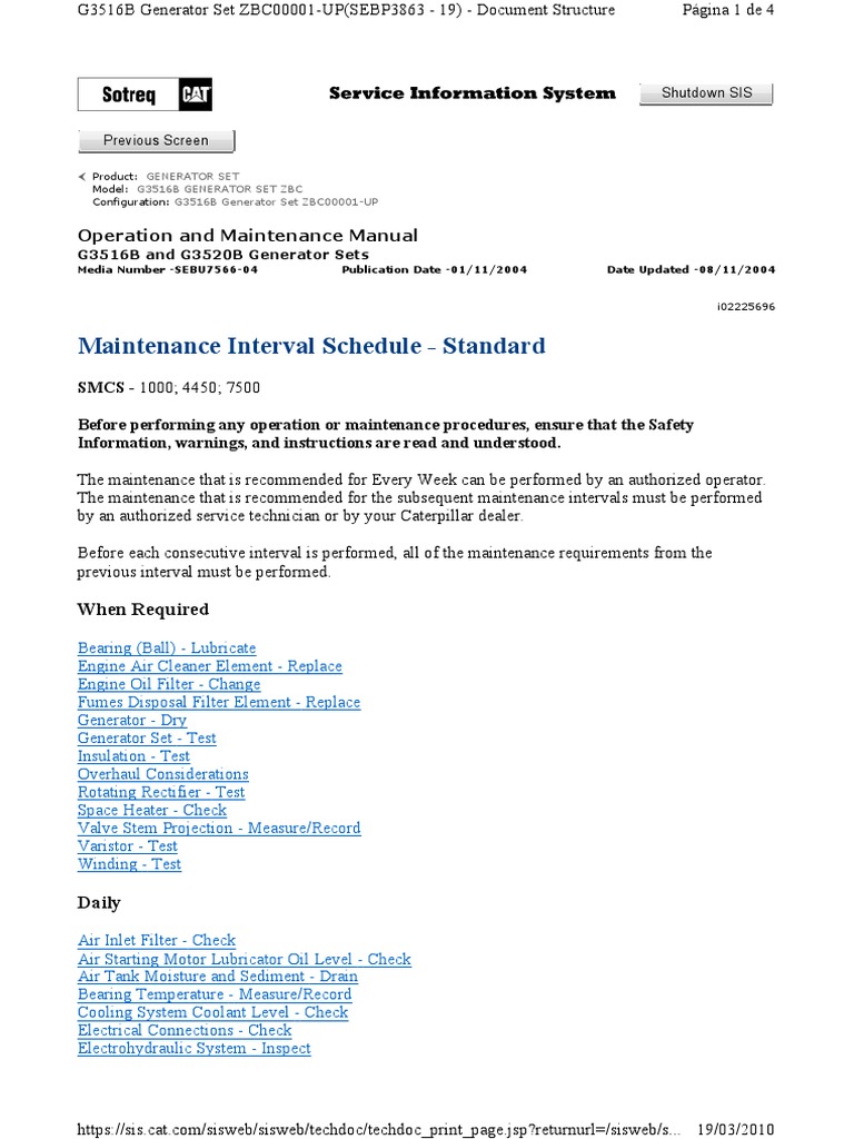 Maintenance Interval Schedule - Standard: Operation and Maintenance ...