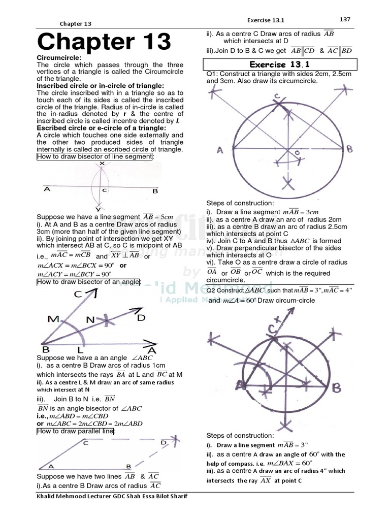 KPK 10th Maths ch13 KM PDF | PDF | Circle | Triangle