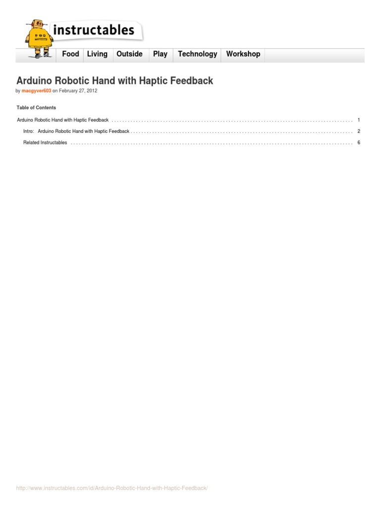 Arduino Haptic Feedback Robotic Hand | PDF | Finger | Hand