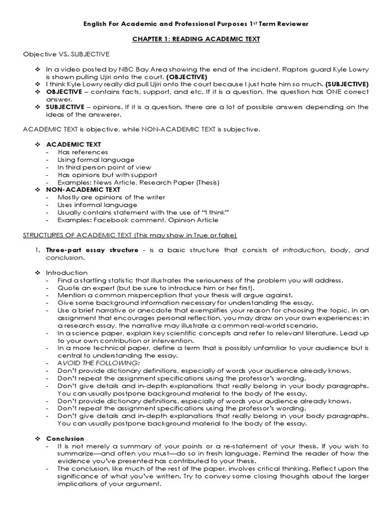 EAPP REVIEWER Part 1 | PDF | Patriarchy | Essays