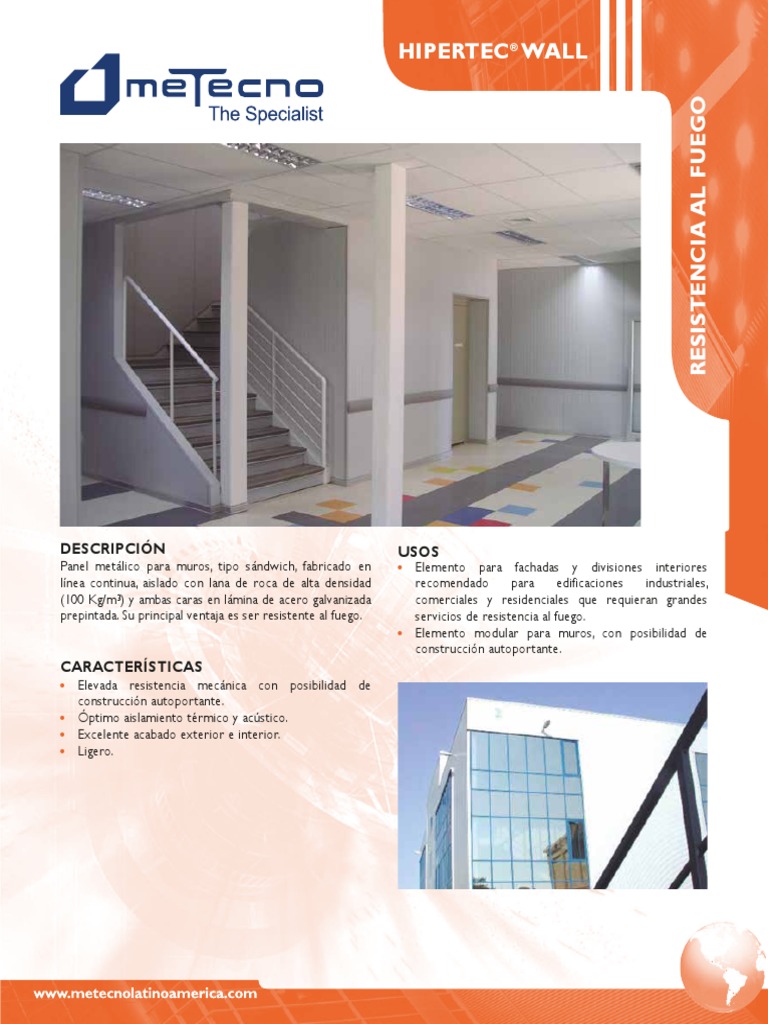 Ficha Tecnica Panel Hipertec Wall Metecno | PDF | Aislamiento térmico | Materiales