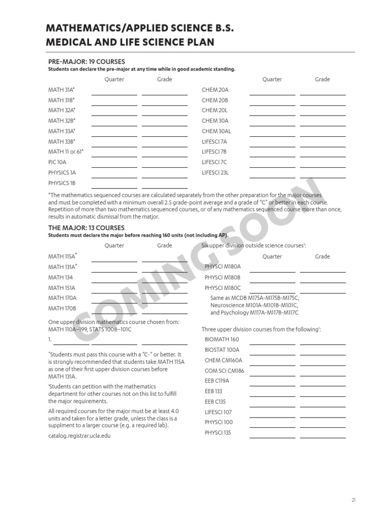 UCLA Math Applied Sciences Medical & Life Science | PDF | Teaching ...