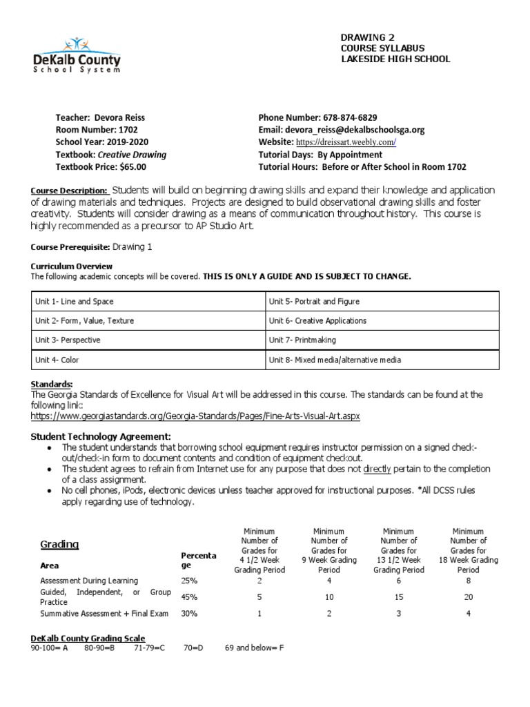 Drawing 2 Course Syllabus 2019-2020 | PDF | Academic Dishonesty | Learning