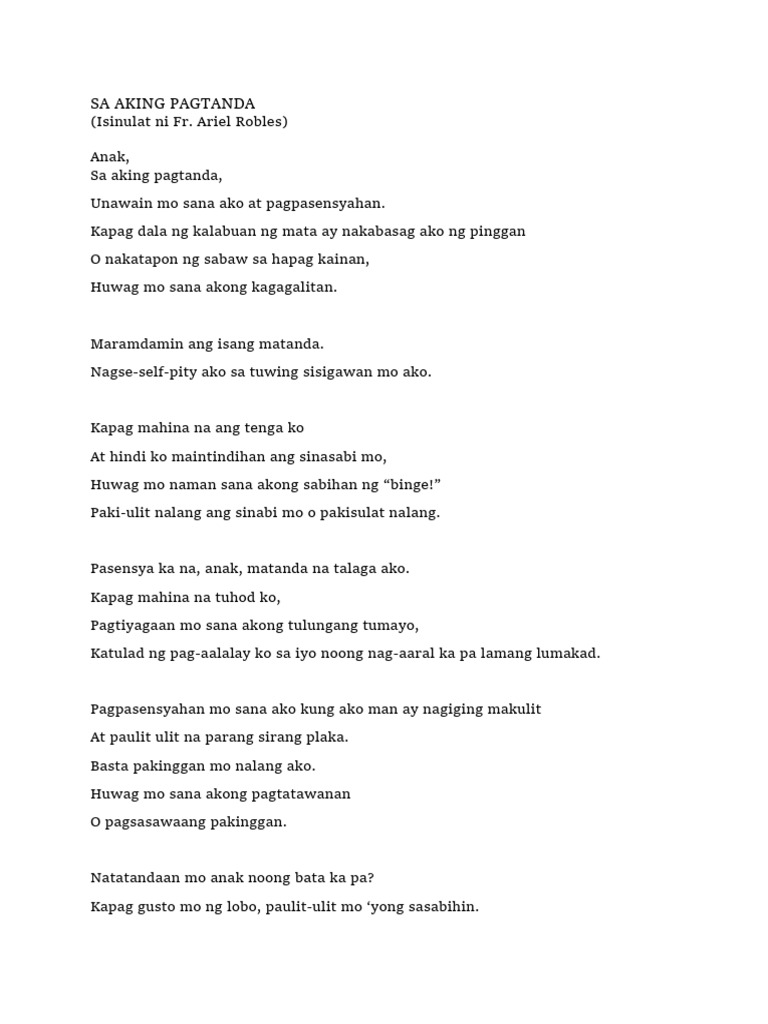 Sa Akin Pagtanda | PDF