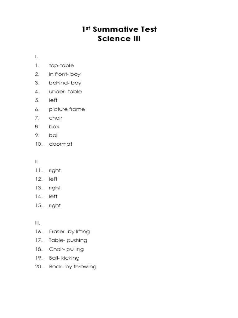 1st Summative Test | PDF