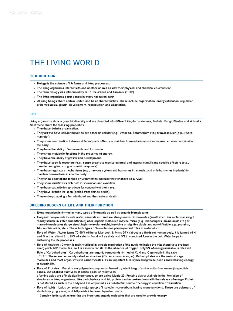 1 The Living World - Biology Notes For NEET - AIIMS - JIPMER | PDF ...