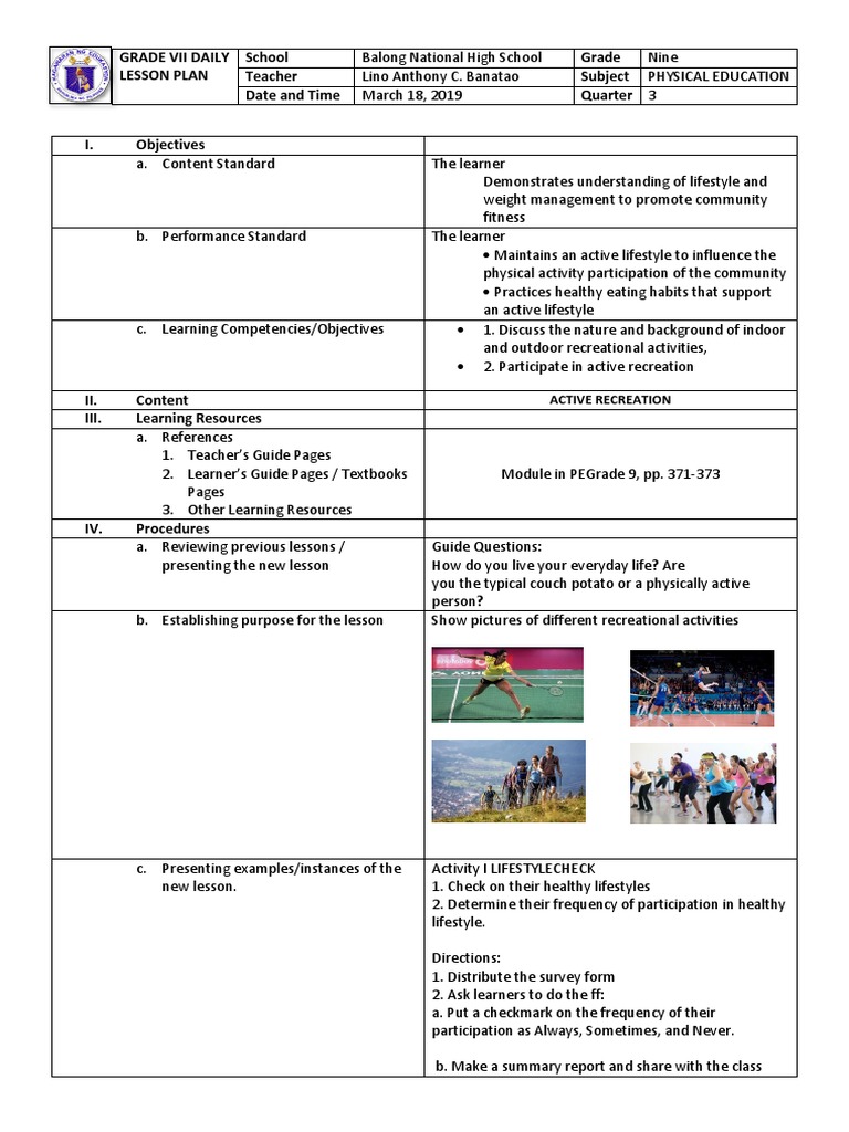 Active Recreation Dlp | Physical Fitness | Learning