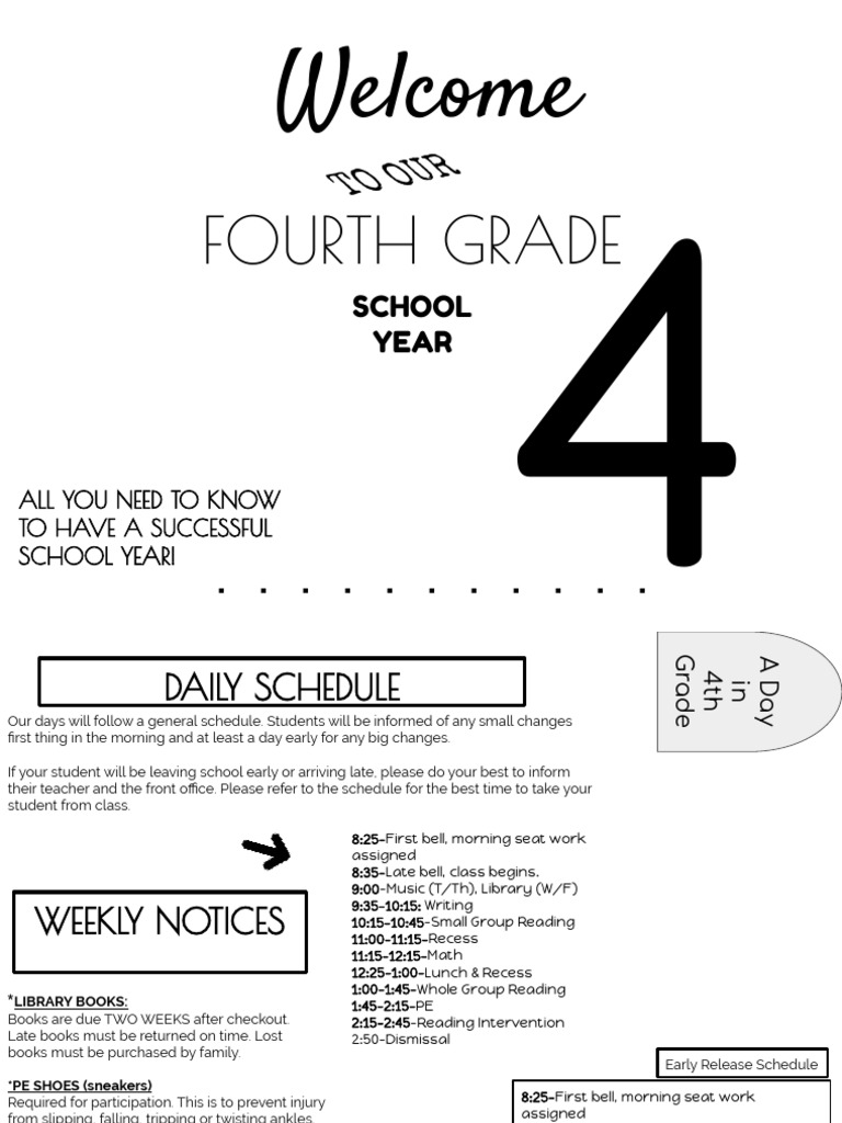 Welcome: Fourth Grade | PDF | Homework | Schools