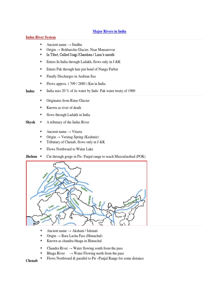 Indus River System | PDF | Indus River | Physiographic Divisions