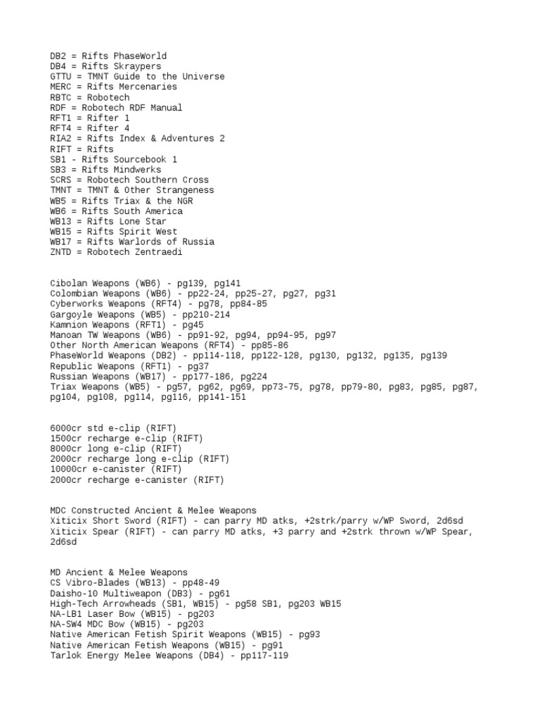 Energy and MD Weapons of Rifts | PDF | Machine Gun | Land Mine