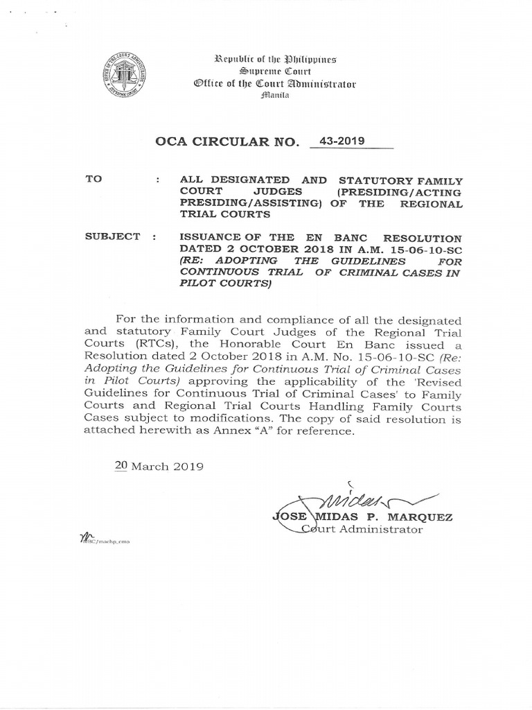 OCA Circular No. 43 2019 PDF | PDF