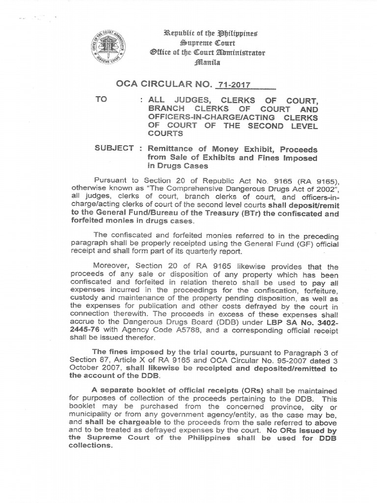 OCA Circular No. 71 2017 PDF | PDF