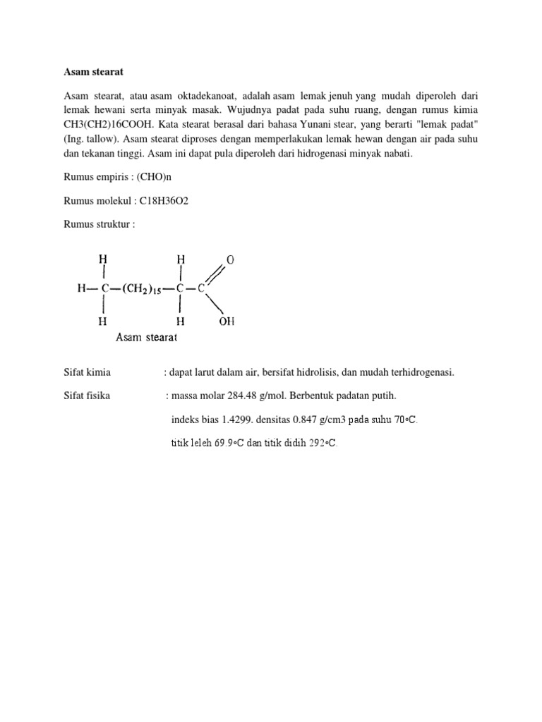 Sifat dan Rumus Asam Stearat | PDF