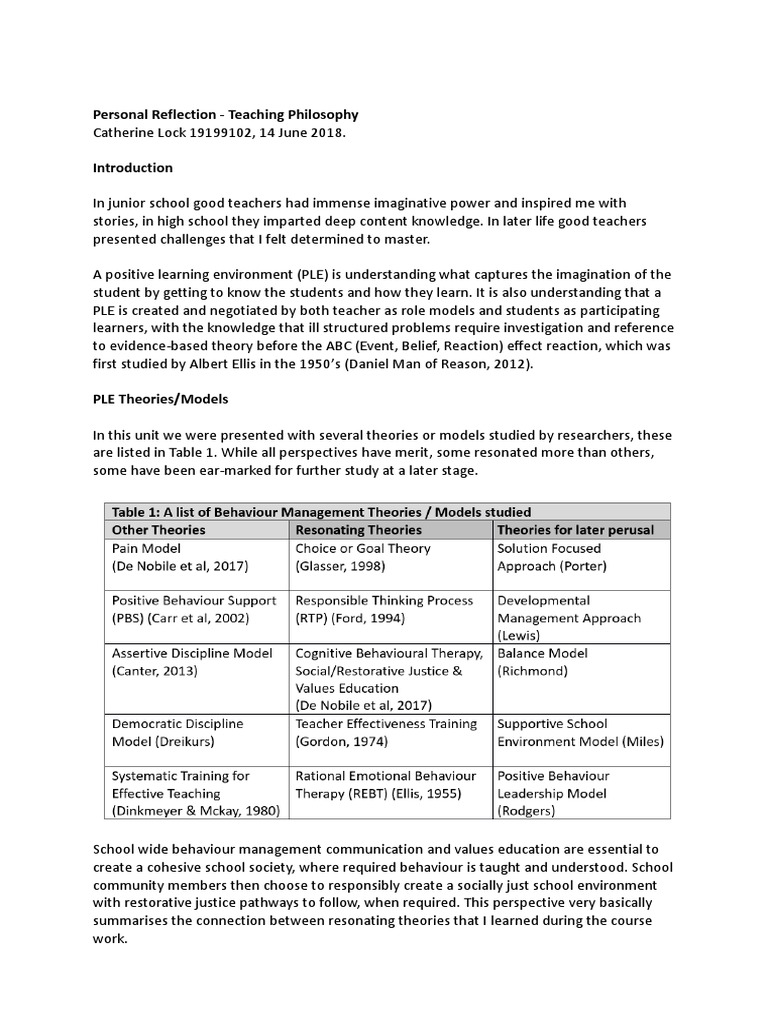My Personal Reflection Draft 2 | PDF | Educational Assessment ...