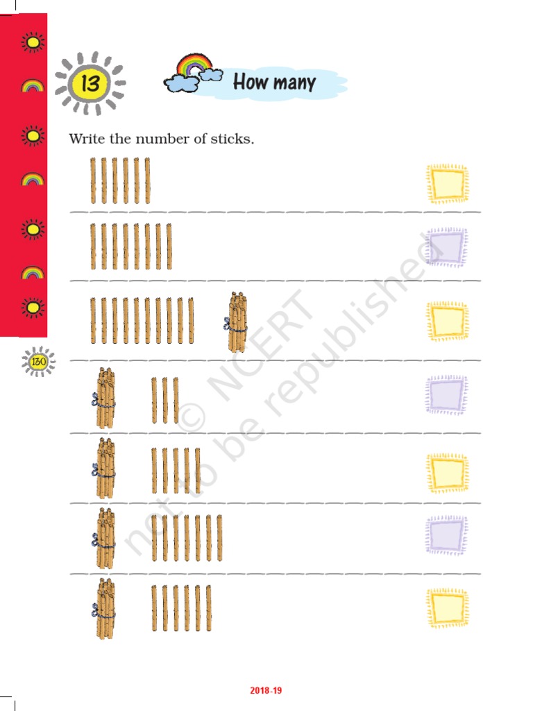 13 How Many: Write The Number of Sticks | PDF