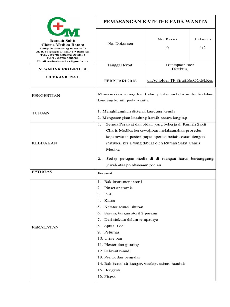 Spo Pemasangan Kateter Wanita | PDF