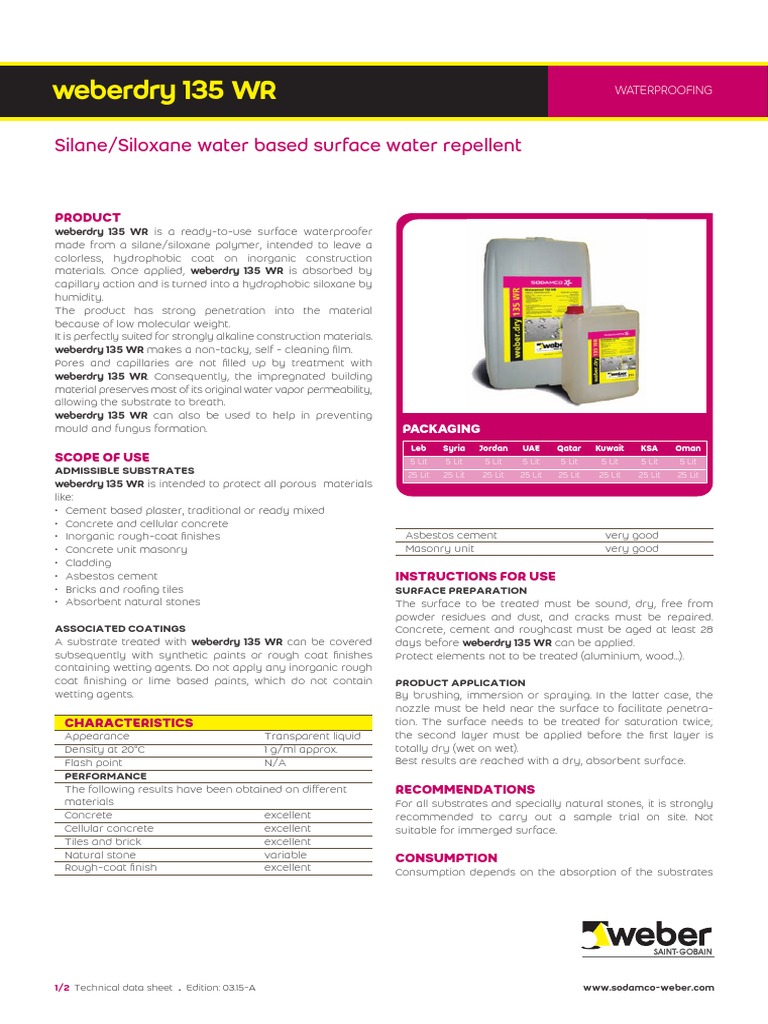 Silane/Siloxane Water Repellent for Construction Materials | PDF ...