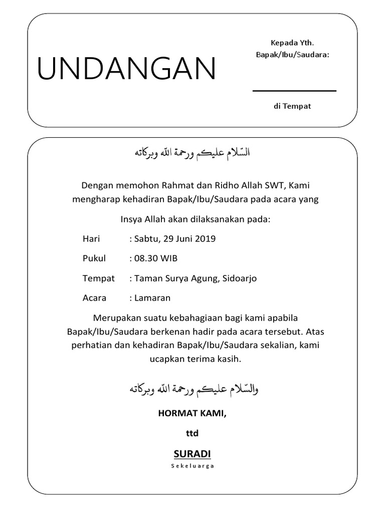 Undangan Lamaran | PDF