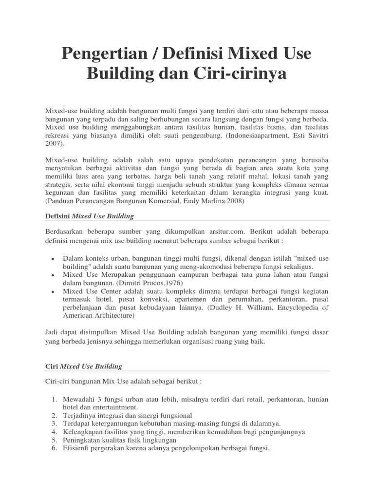 Definisi dan Ciri Mixed Use Building | PDF