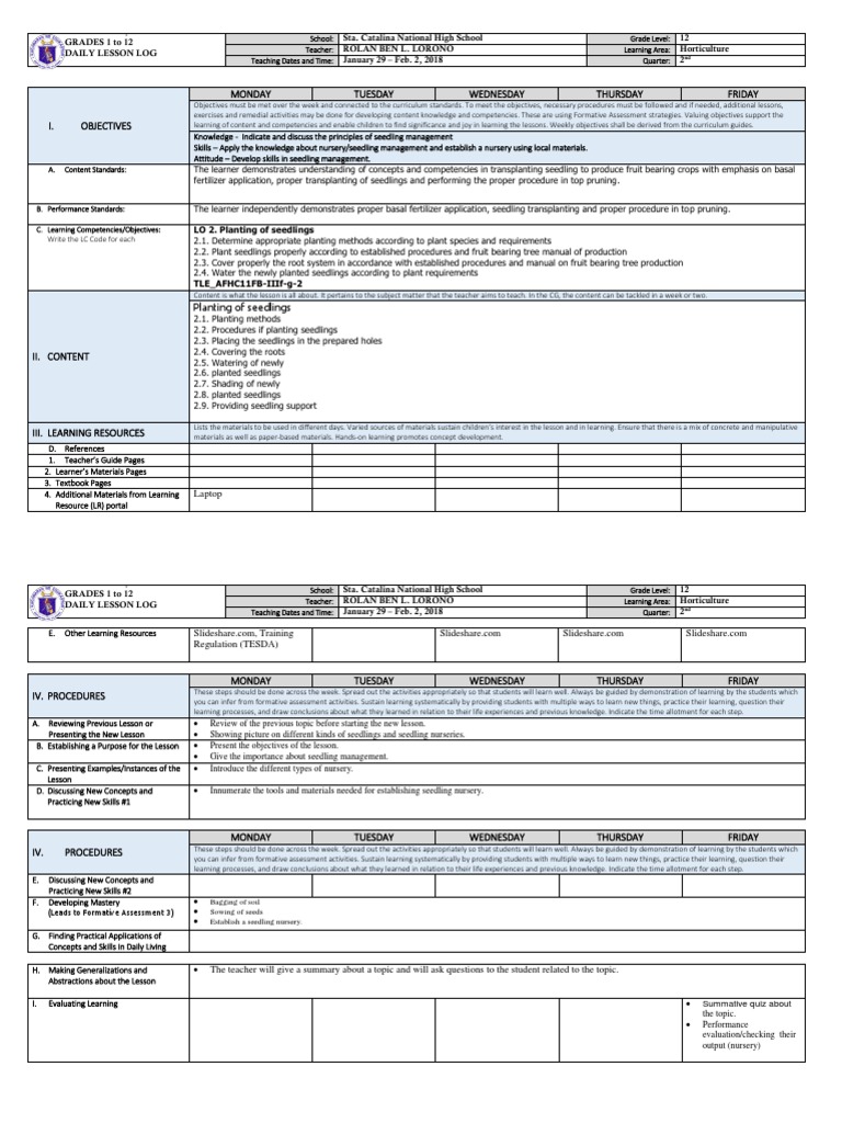 Establishing a Seedling Nursery Through Proper Procedures | PDF | Plant ...