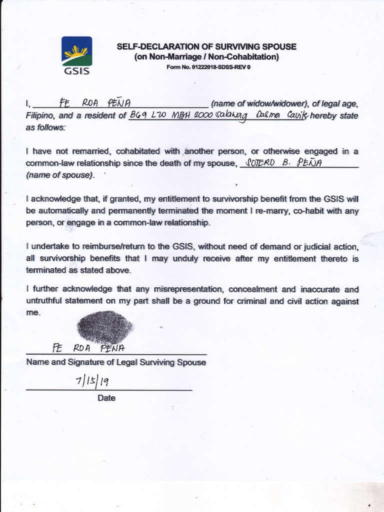 Gsis Survivorship Accomplished Form | PDF