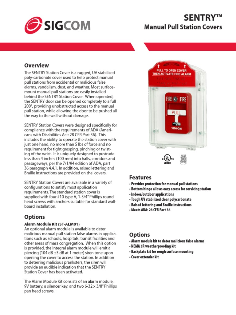 Sentry Manual Pull Station Cover | PDF | Equipment | Manufactured Goods