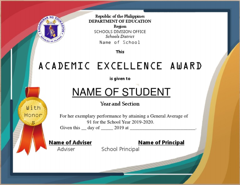 Academic Excellence Award Certificate | PDF