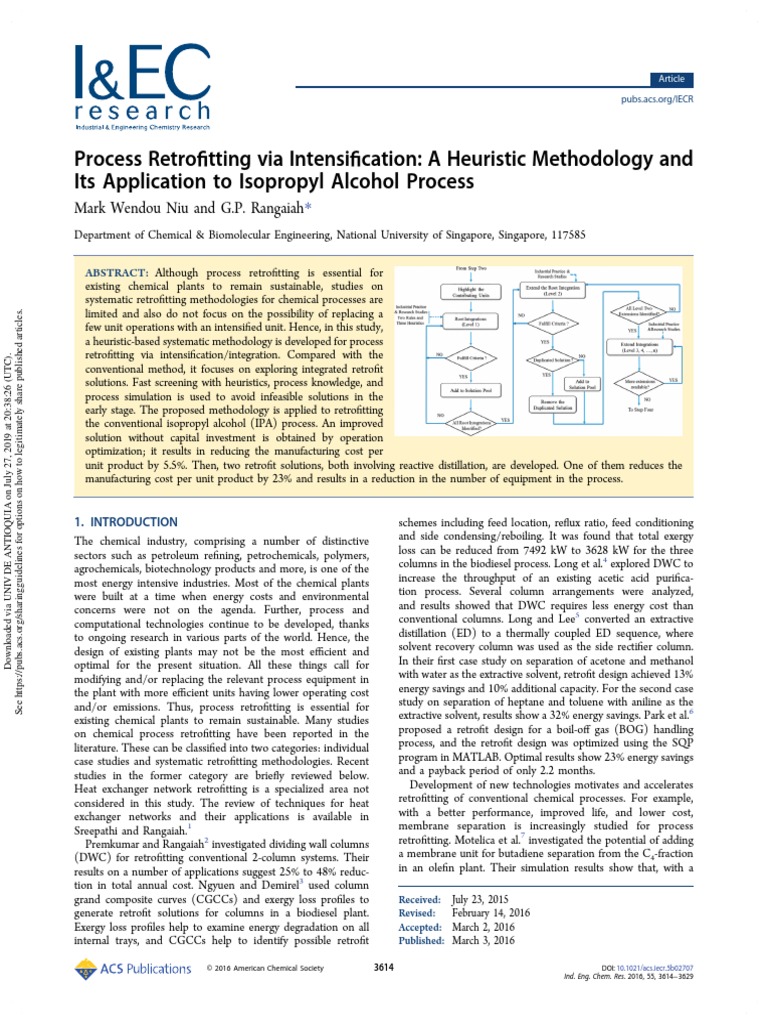 Process Retrofitting Via Intensification A Heuristic Methodology and ...