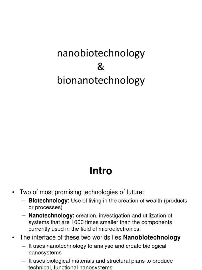 Introduction to Bionanotechnology | PDF | Nanotechnology | Biochemistry