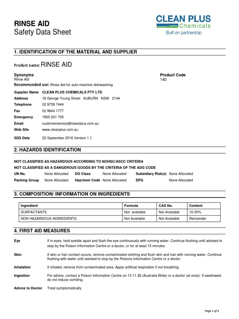 Msds Rinse | PDF | Toxicity | Physical Sciences