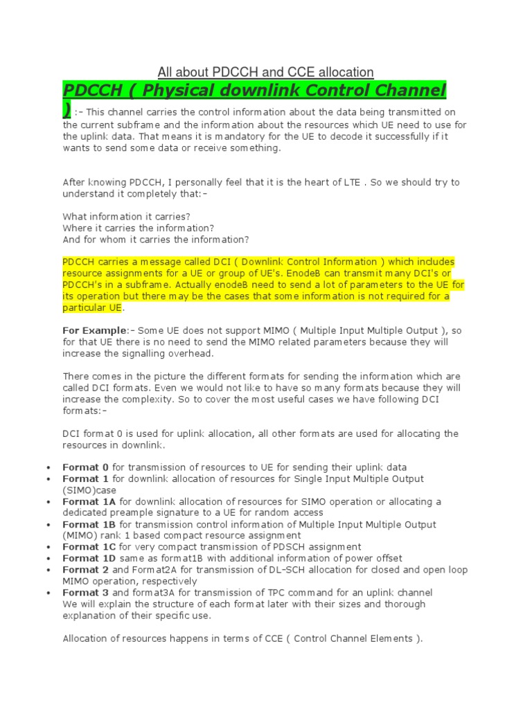 PDCCH and CCE Allocation | PDF | Orthogonal Frequency Division ...