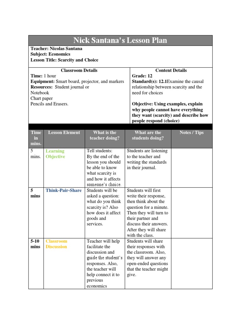 Nick Santana's Lesson Plan | PDF | Question | Lesson Plan