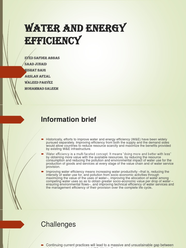 Water and Energy Efficiency | PDF | Water Resources | Energy Industry