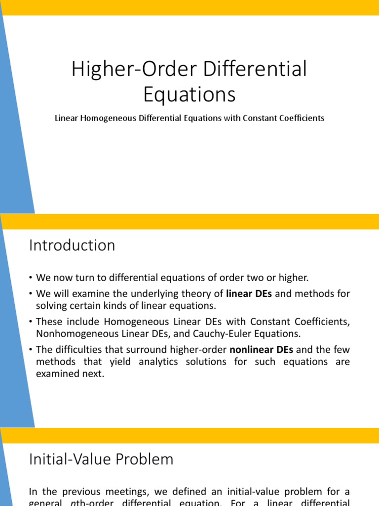 Higher-Order Differential Equations | PDF | Boundary Value Problem | Equations